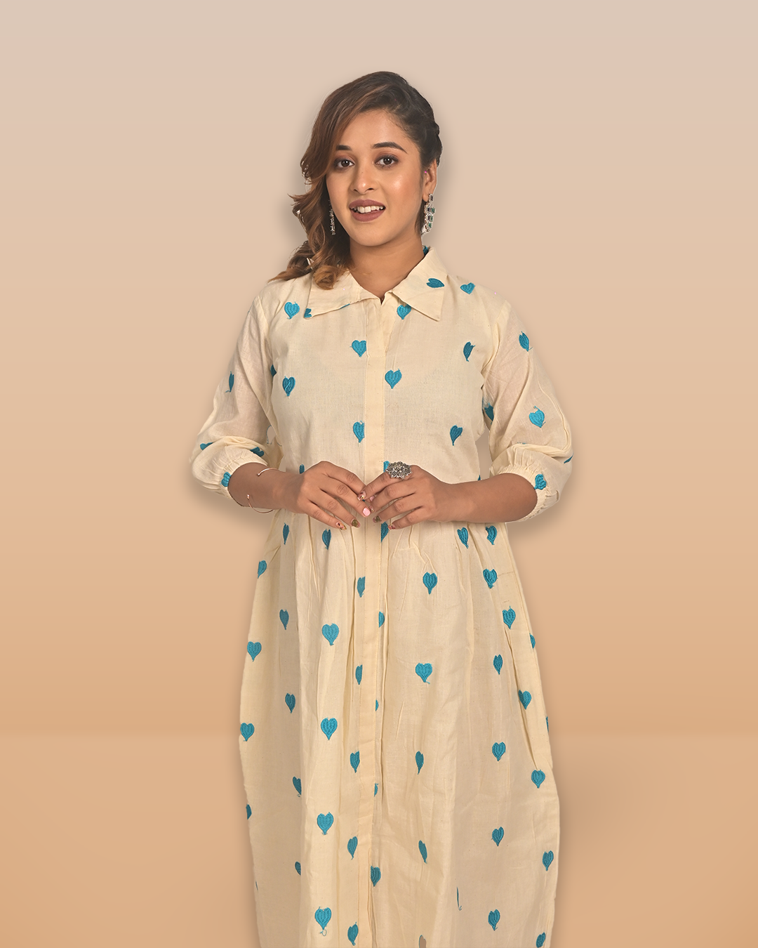 Off-White Cotton Embroidered one-piece – Kafni